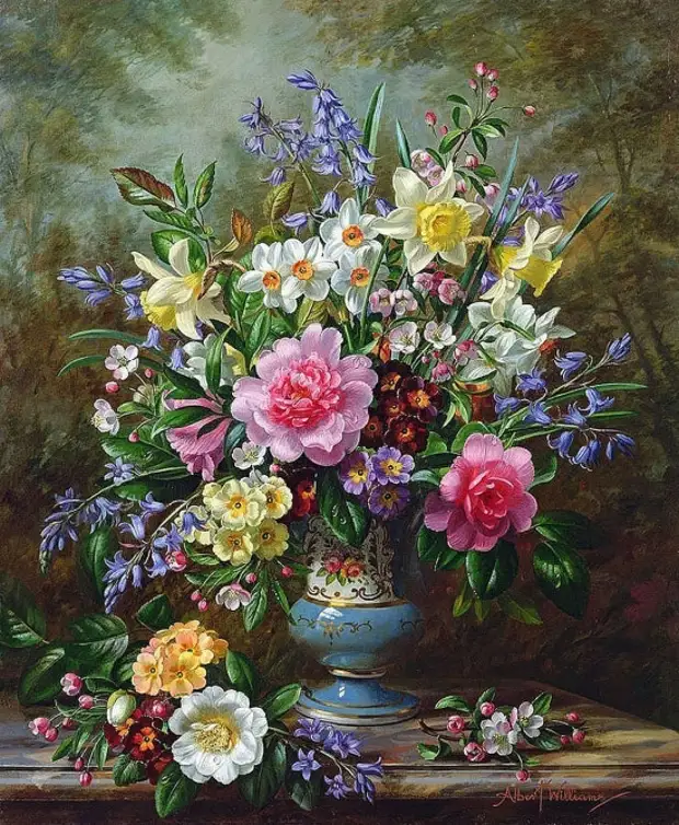 Artista Albert Williams (1922 - 2010). Las flores florecen para quien las ve