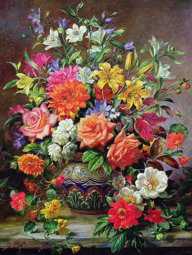 Artista Albert Williams (1922 - 2010). Las flores florecen para quien las ve