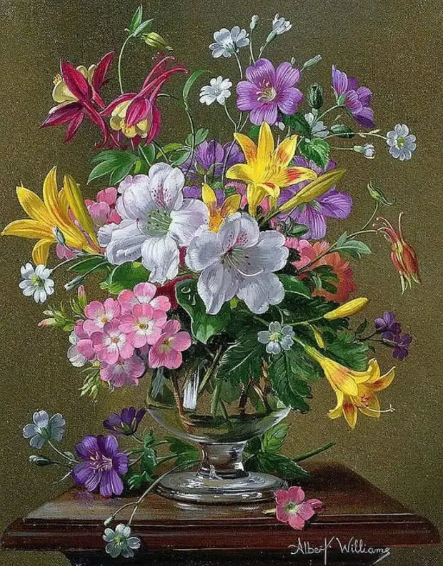 Artista Albert Williams (1922 - 2010). Las flores florecen para quien las ve