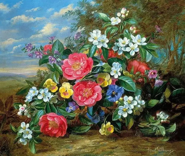 Artista Albert Williams (1922 - 2010). Las flores florecen para quien las ve