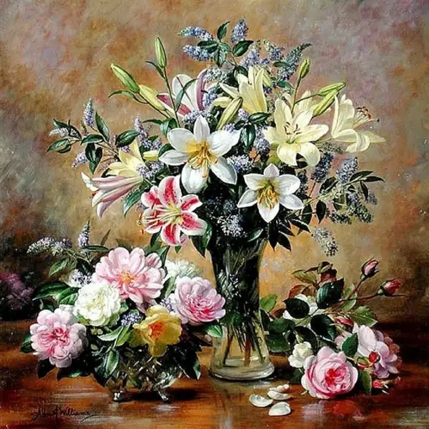 Artista Albert Williams (1922 - 2010). Las flores florecen para quien las ve