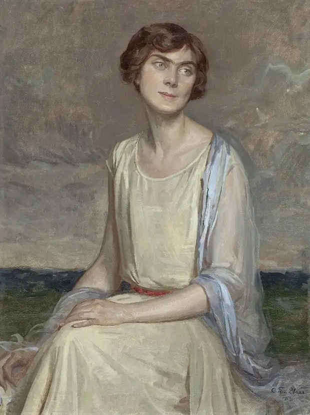 Kunstner Carl Theodor von Blaas (1886 - 1960). Portræt af en smuk fremmed