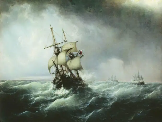 maleri af Alexey Bogolyubov Sea battle. 1859