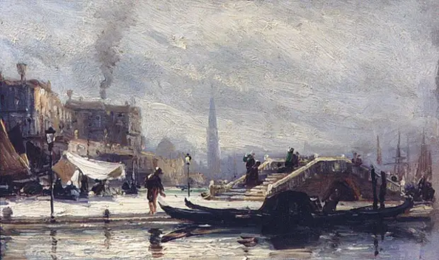 Venice. Na nso ụzọ ụgbọ okporo ígwè. Ehihie. 1872