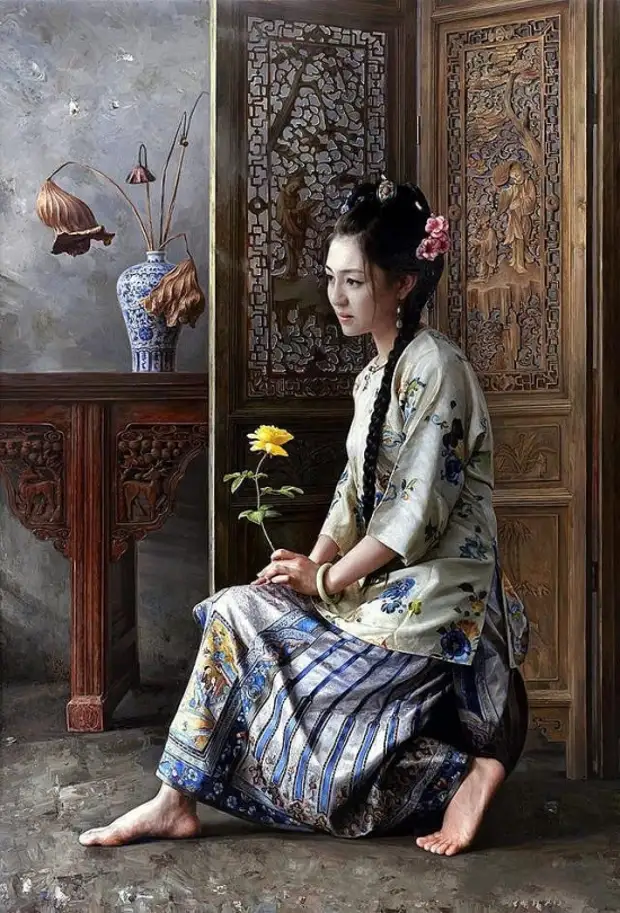 Artista Wang Ming Yue. Casa das Rosas Voadoras