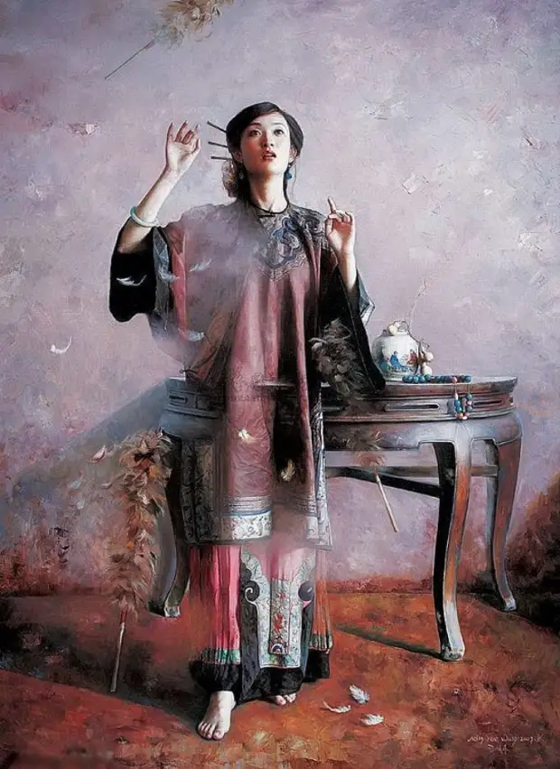 Artista Wang Ming Yue. Casa das Rosas Voadoras