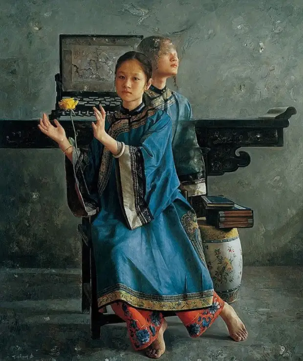 Artista Wang Ming Yue. Casa das Rosas Voadoras