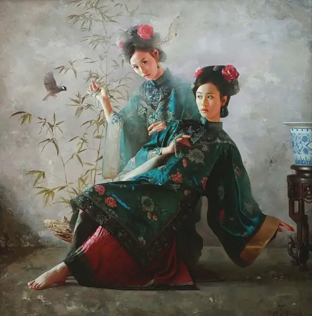 Artista Wang Ming Yue. Casa de las rosas voladoras