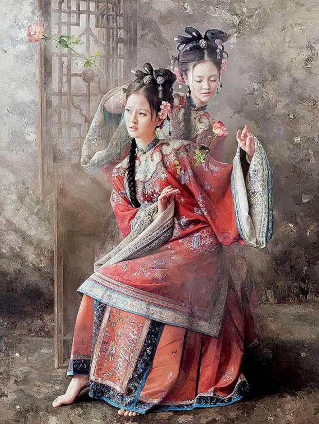 Artista Wang Ming Yue. Casa das Rosas Voadoras