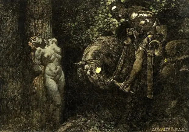 Artiste Alexander Rothaug (1870 - 1946). Le monde des héros et des titans