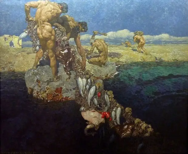 Artiste Alexander Rothaug (1870 - 1946). Le monde des héros et des titans