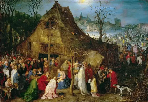 Kunsthistorisches Museum - Bruegel, Jan starší (1568-1625) - Klaňanie troch kráľov. 1598,33x48.