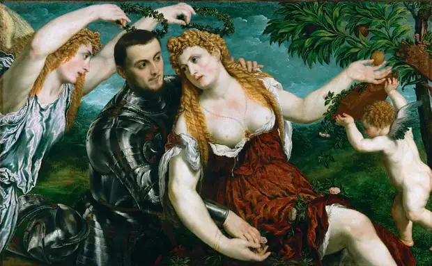 Museum Kunsthistorisches - Paris Bordone - Venus, Mars dan Cupid Menikah dengan Victoria