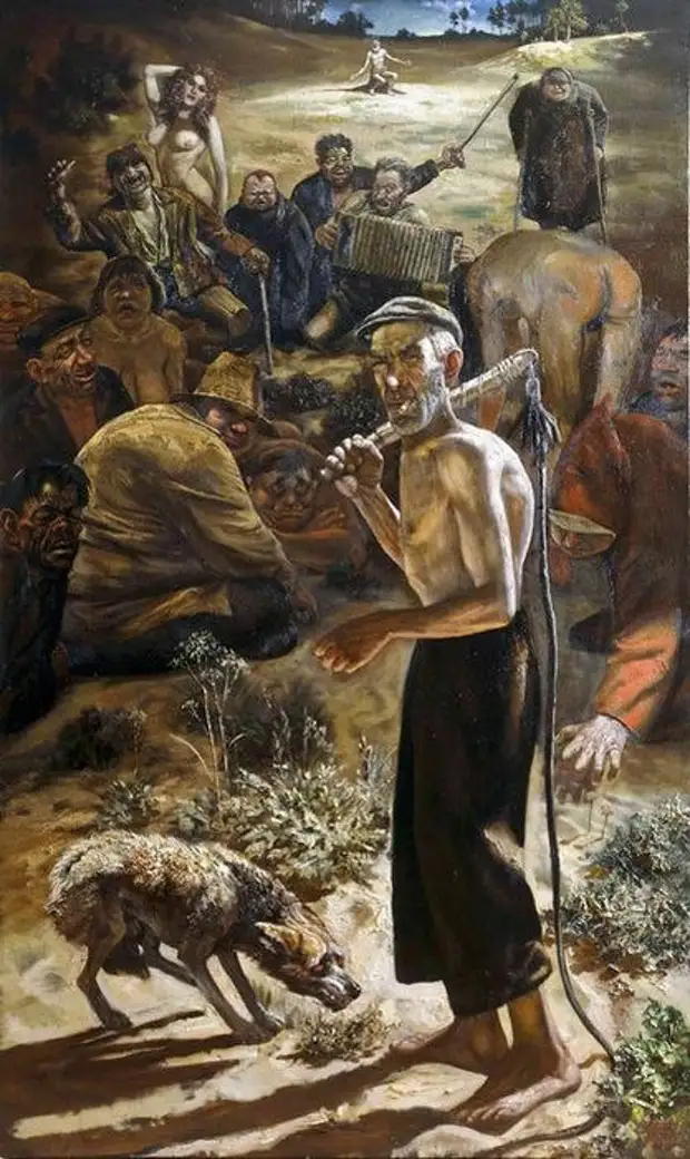 Pastor e rabaño. Autor: Vasily Shulzhenko.