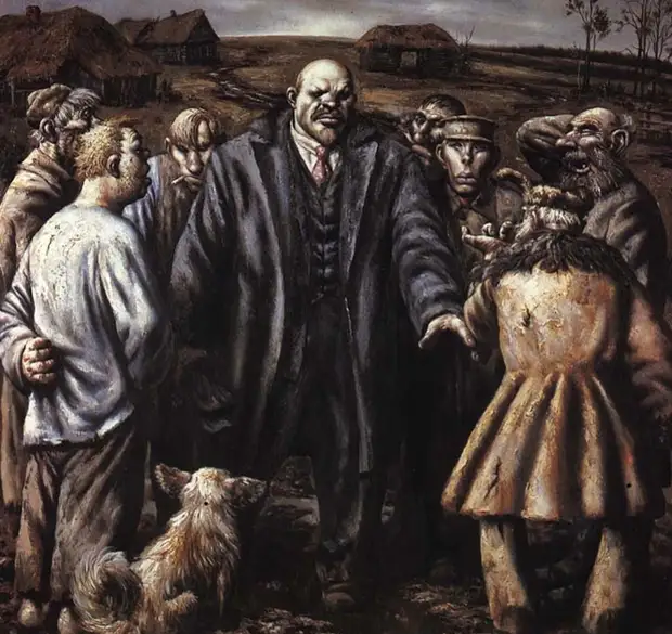 Lenin e os campesiños. Autor: Vasily Shulzhenko.