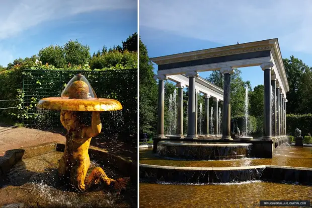 Fuente de Kloshi y cascada del León en el Parque Inferior