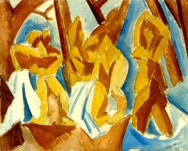 Pablo Picasso. Cinco mulleres (Bañistas no bosque). 1908 ano