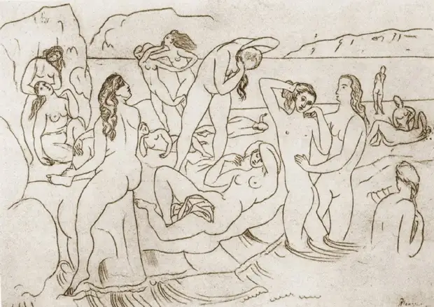 Pablo Picasso. Kúpajúci sa. Rok 1927