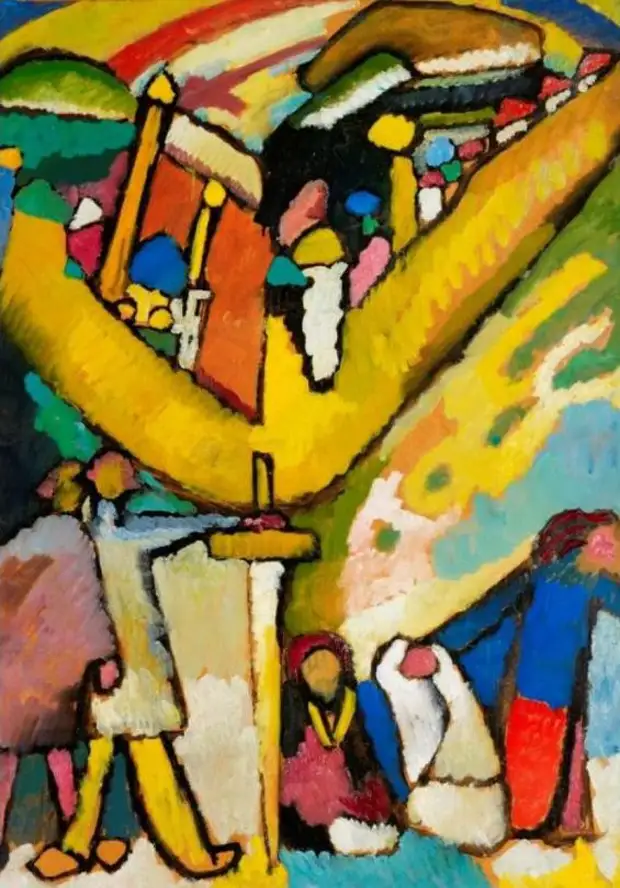 Wojambula Wassily Kandinsky. Kujambula. Sewero lakukonzanso 8.1909