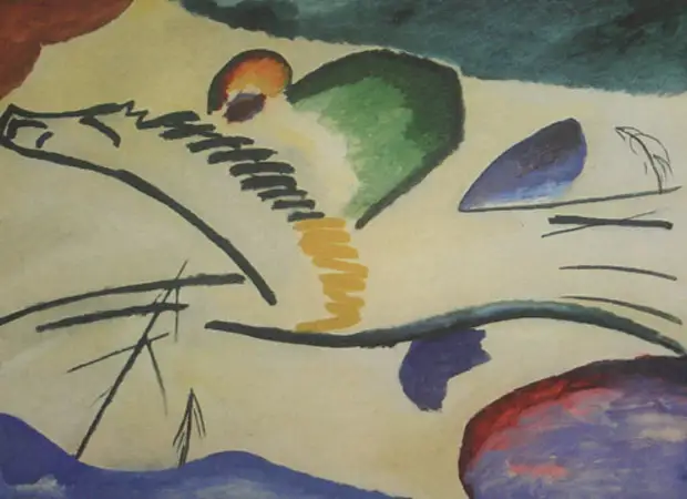 Konstnären Wassily Kandinsky. Målning. Lyric (text). 1911 år