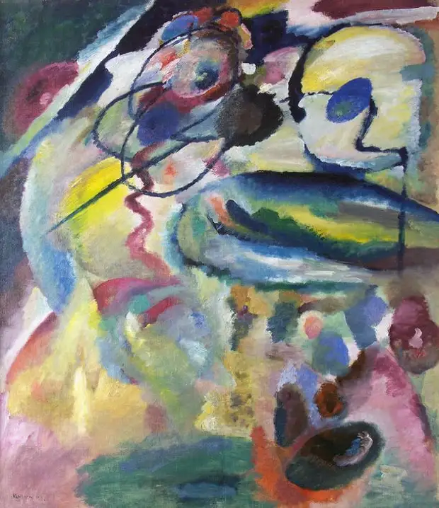 Künstler Wassily Kandinsky. Gemälde. Malen mit einem Kreis. 1911 Jahr