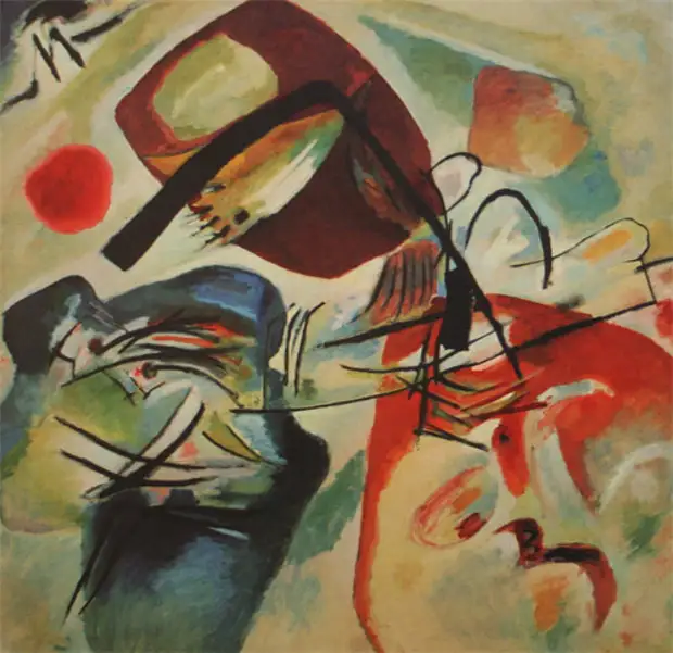 Ealaíontóir Wassily Kandinsky. Péinteáil. Péinteáil le áirse dubh. 1912 bliana