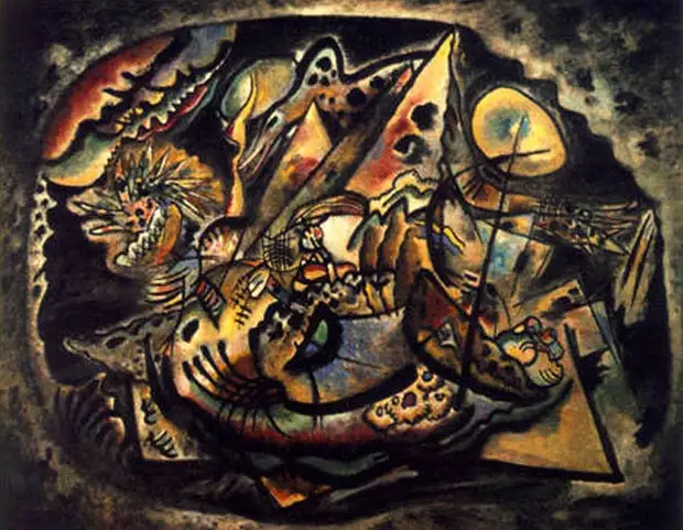 ศิลปิน Wassily Kandinsky จิตรกรรม. วงรีสีเทา ปี พ.ศ. 2460