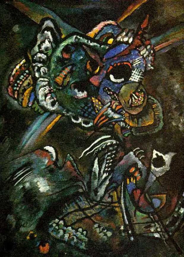 ศิลปิน Wassily Kandinsky จิตรกรรม. พลบค่ำ. ปี พ.ศ. 2460