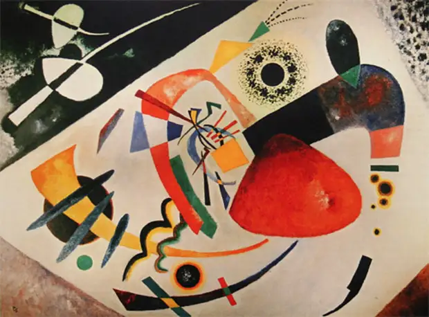 Artist Wassily Kandinsky. Pagpintal. Pula nga lugar II. 1921 tuig