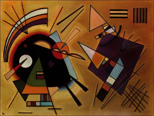 Wojambula Wassily Kandinsky. Kujambula. Wakuda ndi wofiirira. 1923 chaka