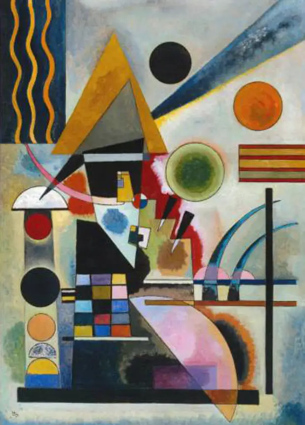 Konstnären Wassily Kandinsky. Målning. Svängande. 1925 år