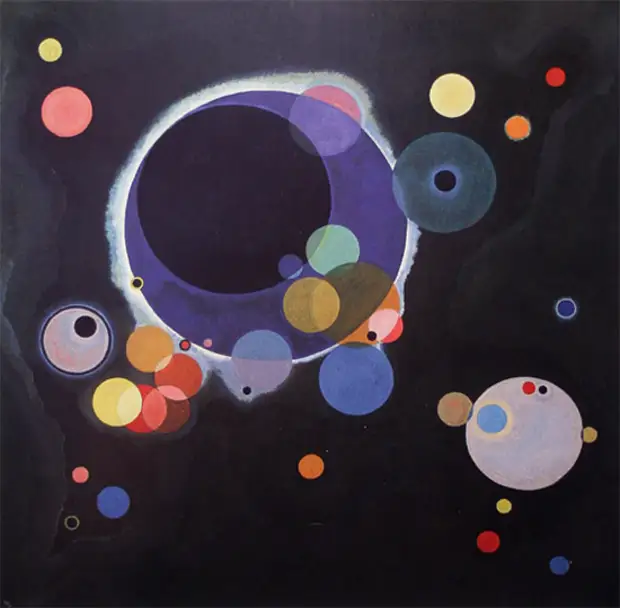 Konstnären Wassily Kandinsky. Målning. Flera cirklar. 1926 år