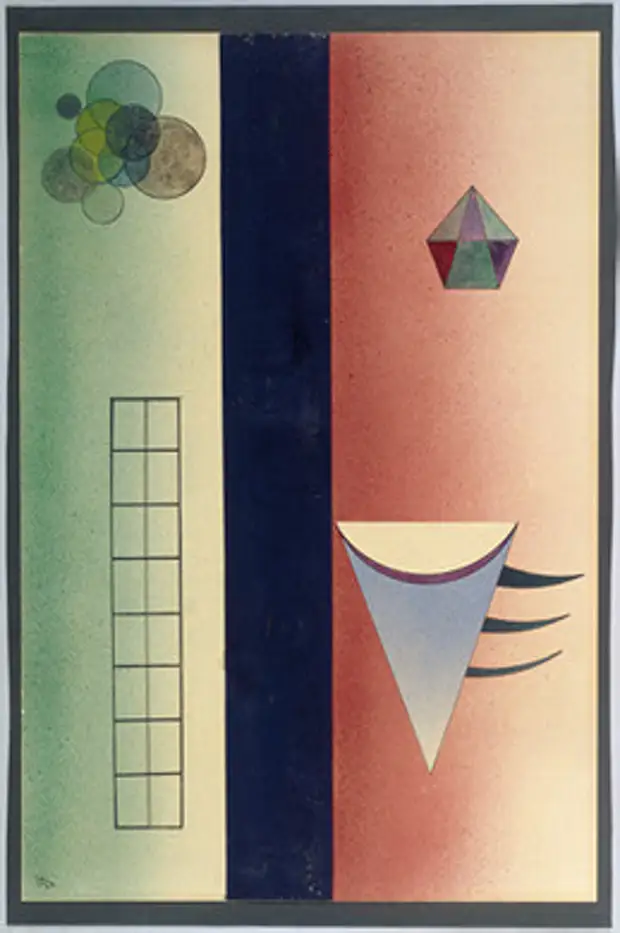 Ealaíontóir Wassily Kandinsky. Péinteáil. Roinnte. 1928 bliain