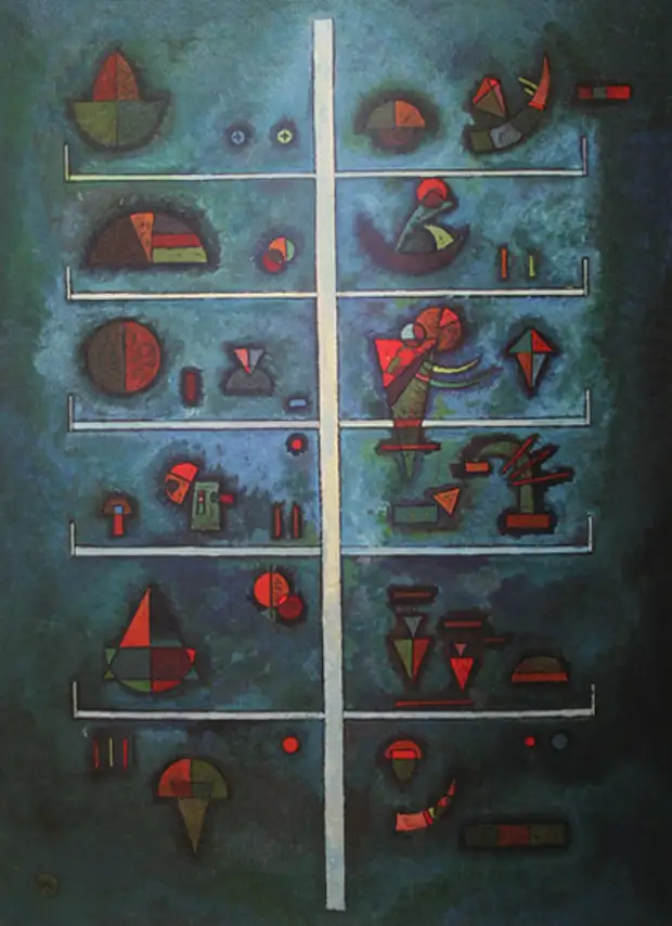 Ealaíontóir Wassily Kandinsky. Péinteáil. Urláir. 1929 bliain