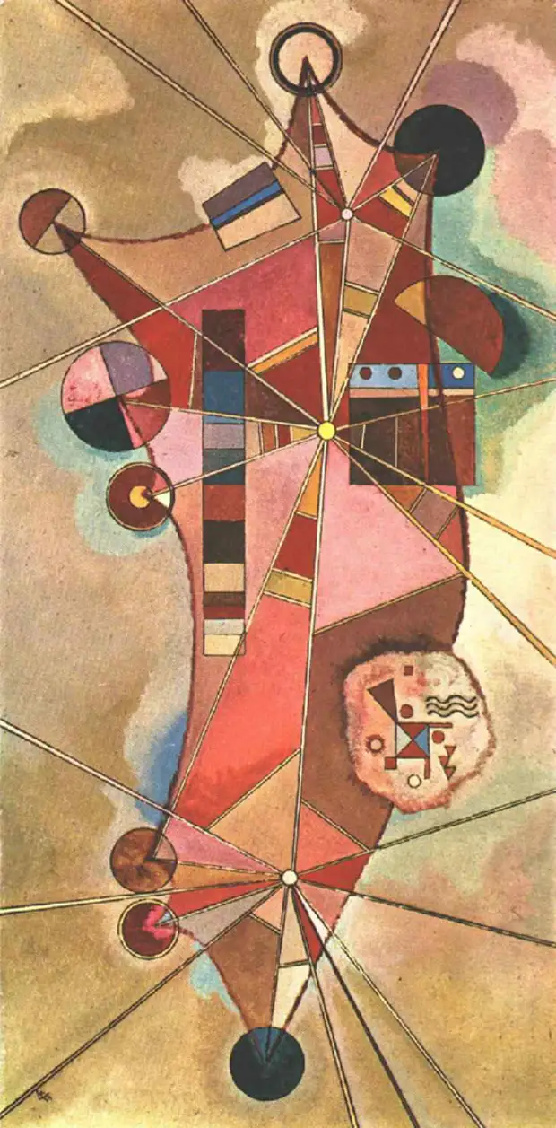 Ealaíontóir Wassily Kandinsky. Péinteáil. Gan ainm. 1929 bliain