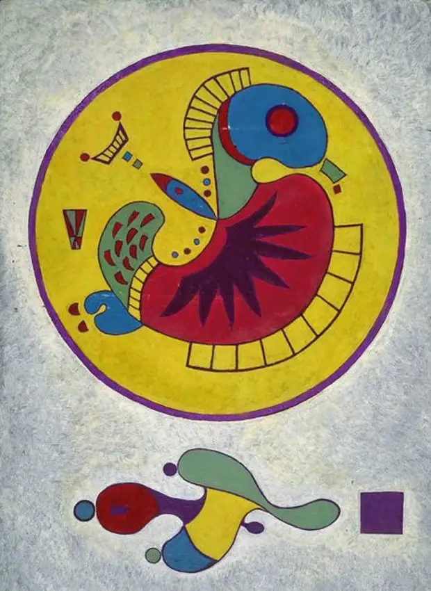 Ealaíontóir Wassily Kandinsky. Péinteáil. Gan ainm. 1944 bliain