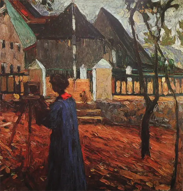 Konstnären Wassily Kandinsky. Målning. Gabrielle Munter teckning. 1903 år