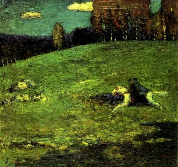 Wojambula Wassily Kandinsky. Kujambula. Wokwera wabuluu. Chaka cha 1903