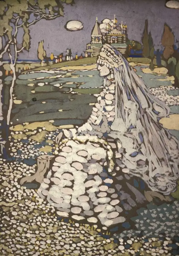 Konstnären Wassily Kandinsky. Målning. Brud. Rysk skönhet. 1903 år