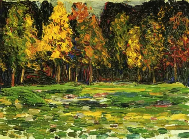 Künstler Wassily Kandinsky. Gemälde. Der Waldrand. 1903 Jahr