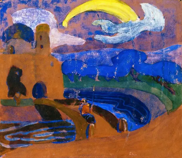 Ealaíontóir Wassily Kandinsky. Péinteáil. Cóiméad. 1900 bliain