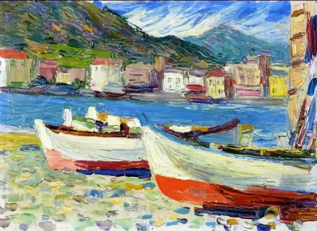 Artist Wassily Kandinsky. Pagpintal. Rapallo - Mga Bangka. 1905 tuig