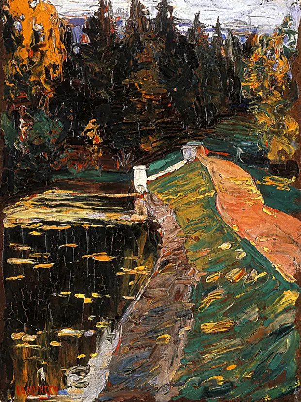 Konstnären Wassily Kandinsky. Målning. Gateway skiss. 1901 år