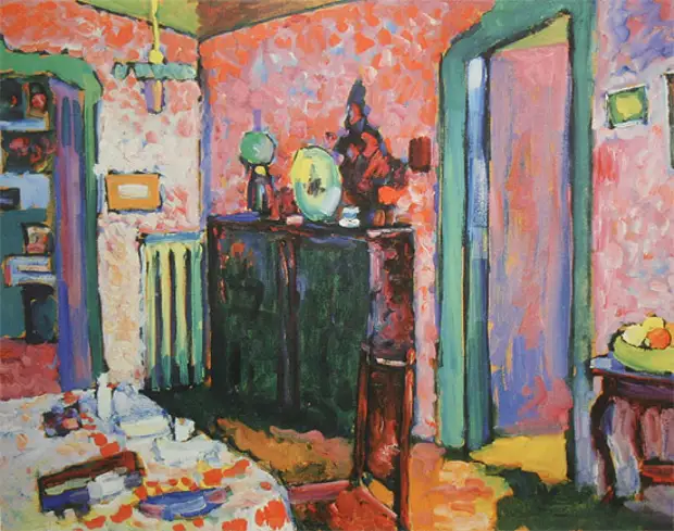 Artisto Vasilij Kandinskij. Pentrarto. Interno (mia manĝoĉambro). 1909 jaro