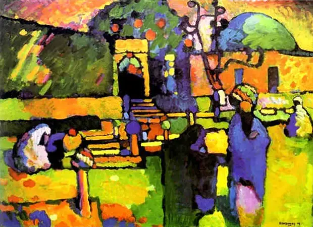 Artist Wassily Kandinsky. Pagpintal. Mga Arabo (Cemetery). 1909 tuig