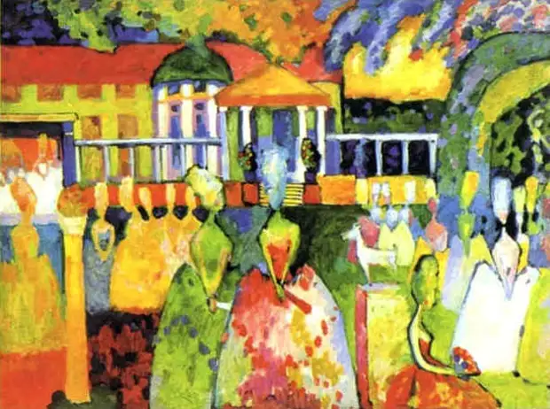 Konstnären Wassily Kandinsky. Målning. Krinoliner. 1909 år