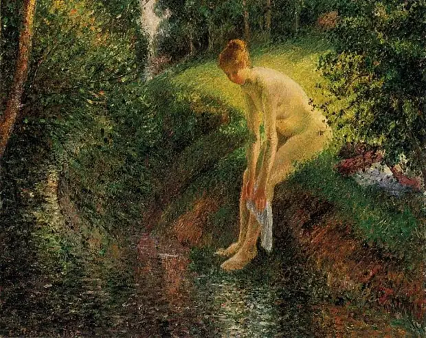 Kąpiący się w lesie. (1985). Pissarro, Camille