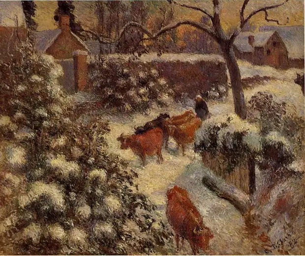 Efekt śniegu w Montfoucault. (1882). Pissarro, Camille