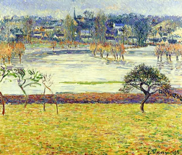 Inondation, Effet Blanc, Eragny. (1893). Pissarro, Camille