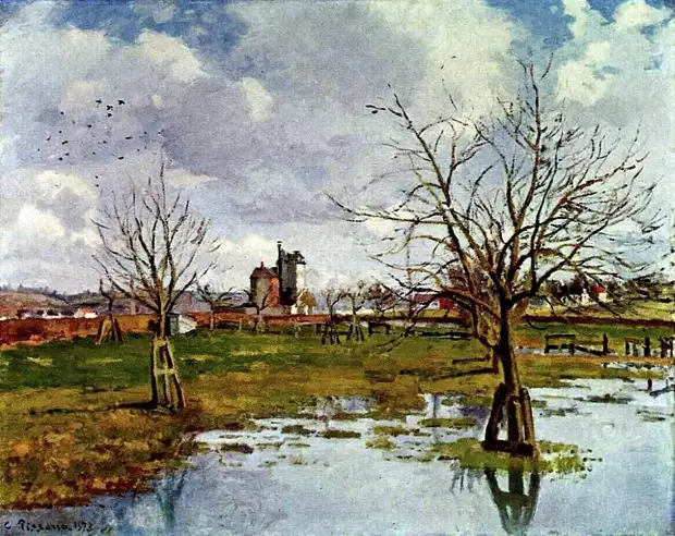 Phong cảnh với Cánh đồng ngập nước. (1873). Pissarro, Camille